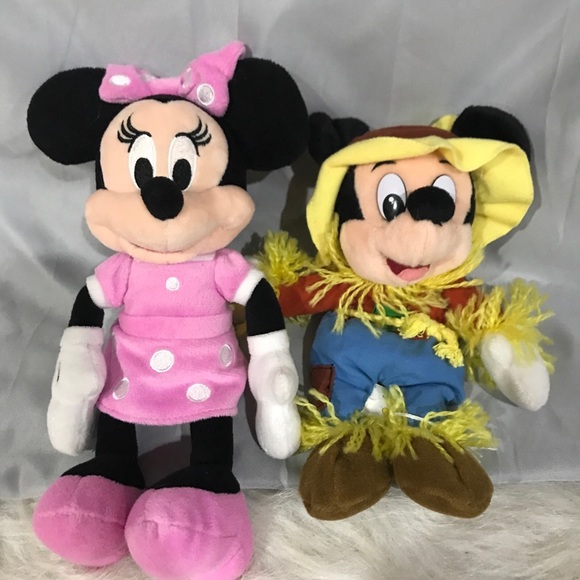 Disney | Toys | Set Of Scarecrow Mickey Mouse And A Minnie Mouse Plush ...